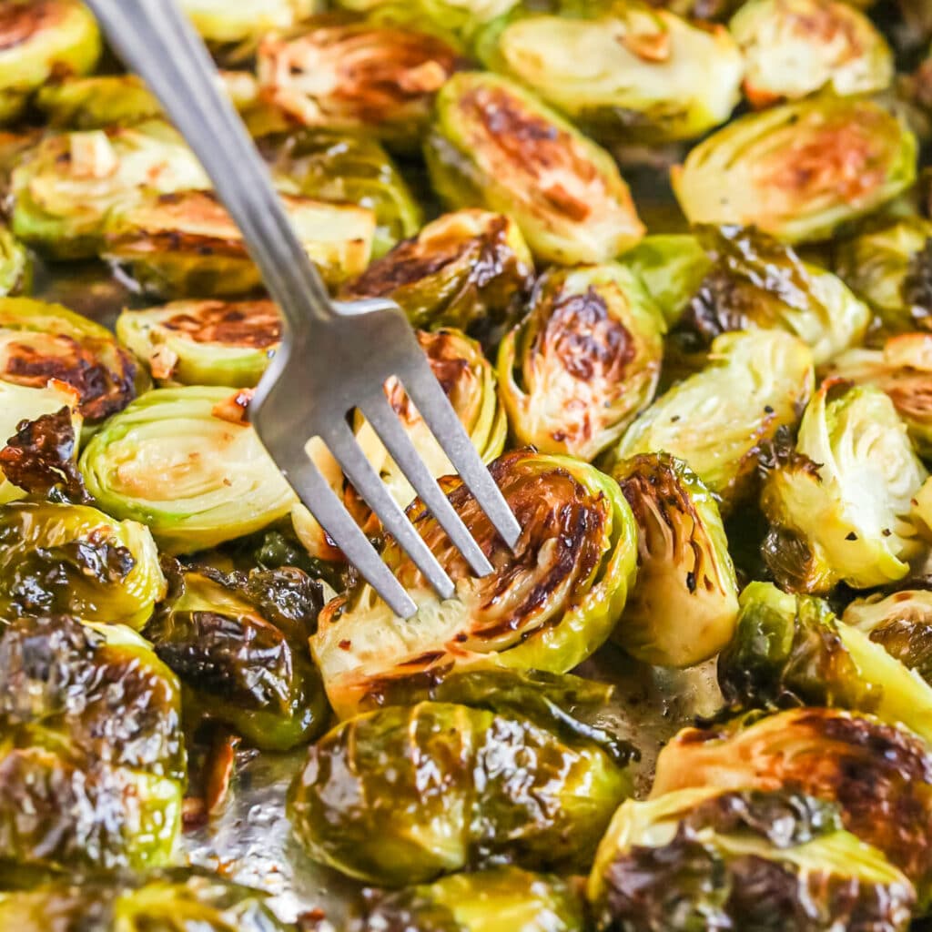 Crispy Roasted Brussels Sprouts with Garlic {BEST way to cook them!}