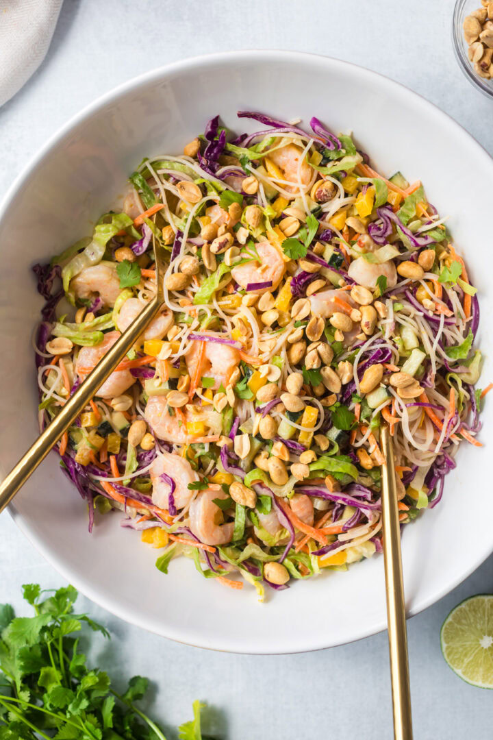 Spring Roll Salad with Shrimp and Peanut Dressing